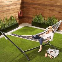 China Home Outdoor Garden Camping Portable Lightweight Folding Double Cotton Hammocks with Metal Stand for sale