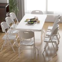 China Modern Design Stock size Portable Plastic White Folding Banquet Table for Picnic Party for sale