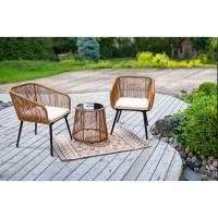 China Modern Design 3 Piece Bistro Set Wicker Rattan Chair Furniture with LED Solar Light for sale