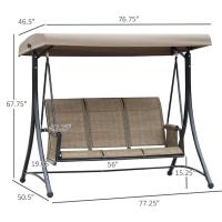 China Outdoor Courtyard Garden Leisure Brown Hanging Lounge Chair with Adjustable Canopy for sale