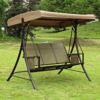 China Outdoor Courtyard Garden Leisure Brown Hanging Lounge Chair with Adjustable Canopy for sale