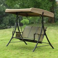 China Outdoor Courtyard Garden Leisure Brown Hanging Lounge Chair with Adjustable Canopy for sale