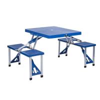 China Outdoor Travel Foldable Portable Plastic Metal Table and Chair Set with Custom Logo for sale