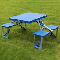 China Outdoor Travel Foldable Portable Plastic Metal Table and Chair Set with Custom Logo for sale