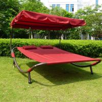China Outdoor Garden Farmhouse Double Sunbed with Canopy and Wheels Enjoy the Sun in Comfort for sale