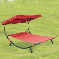 China Outdoor Garden Farmhouse Double Sunbed with Canopy and Wheels Enjoy the Sun in Comfort for sale