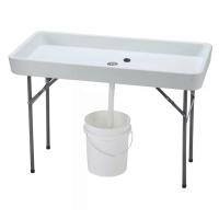 China Portable Folding Table for Party Hotel Camping Square HDPE Plastic Metal Chill Ice Cooler for sale