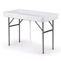 China Portable Folding Table for Party Hotel Camping Square HDPE Plastic Metal Chill Ice Cooler for sale