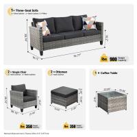 China AJUNION PE Rattan Outdoor Lounge Sofa Set for Your Garden 16.2'' H X 23.62'' W X 21.85'' D for sale