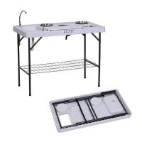 China Portable Plastic Metal Folding Fish Fillet Cleaning Table for Hotel Outdoor Camping for sale