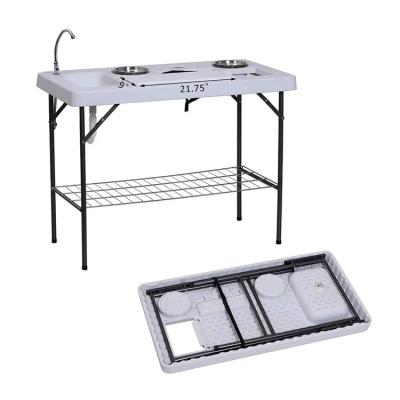 China Portable Plastic Metal Folding Fish Fillet Cleaning Table for Hotel Outdoor Camping for sale