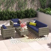 China 27.5'' H X 30'' W X 29'' D Chair Size Rattan Garden Furniture Set for Outdoor Living for sale