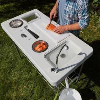 China Portable Plastic Metal Folding Table for Outdoor Camping and Garden Activities for sale