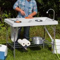 China Portable Plastic Metal Folding Table for Outdoor Camping and Garden Activities for sale