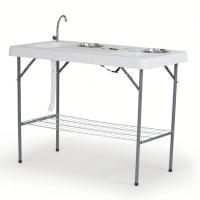 China Portable Plastic Metal Folding Table for Outdoor Camping and Garden Activities for sale