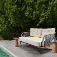 China Commercial Outdoor Furniture Garden Sofa Set with Solid Teak Wood and Aluminum Frame for sale