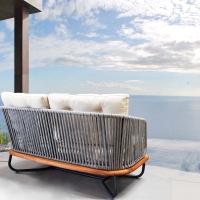 China Commercial Outdoor Furniture Garden Sofa Set with Solid Teak Wood and Aluminum Frame for sale