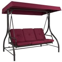 China Outdoor Garden 3 Seats Swing Chair with Canopy and Adjustable Folding Steel Lounger Bed for sale