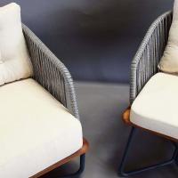 China Commercial Outdoor Furniture Garden Sofa Set with Solid Teak Wood and Aluminum Frame for sale