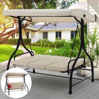China Outdoor Garden 3 Seats Swing Chair with Canopy and Adjustable Folding Steel Lounger Bed for sale