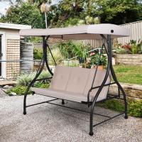China Outdoor Garden 3 Seats Swing Chair with Canopy and Adjustable Folding Steel Lounger Bed for sale