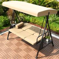 China Outdoor Garden 3 Seats Swing Chair with Canopy and Adjustable Folding Steel Lounger Bed for sale