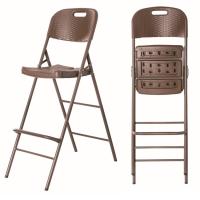 China Outdoor Garden Patio Folding Portable Imitated Rattan Plastic Dining Chair Custom Logo for sale