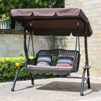 China Outdoor Garden Patio Metal Frame Pe Rattan Double 3 Seat Hammock Swing with Canopy for sale
