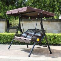 China Outdoor Garden Patio Metal Frame Pe Rattan Double 3 Seat Hammock Swing with Canopy for sale