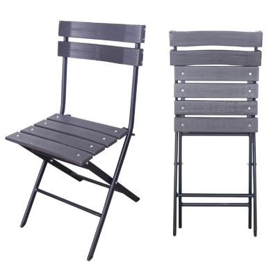 China None Logo Outdoor Garden Patio Party Banquet Events Folding Portable Wood Grain Plastic Dining Chair for sale