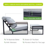 China Aluminum Frame Patio Reclining Chair and Ottoman for Outdoor Leisure Time Relaxation for sale