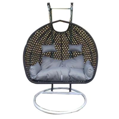 China Portable Double People Rattan Wicker Hanging Egg Swing Chair for Indoor Outdoor Balcony for sale
