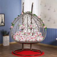 China Portable Double People Rattan Wicker Hanging Egg Swing Chair for Indoor Outdoor Balcony for sale