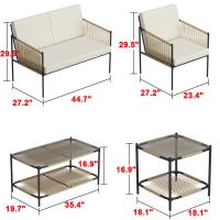 China AJUNION Metal Patio Furniture Set Rattan Woven Outdoor Furniture with Coffee Table for sale