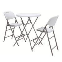 China Mail Packing Portable Round Plastic Metal Folding Dining Table for Modern Design Style for sale