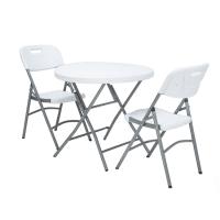 China Mail Packing Portable Round Plastic Metal Folding Dining Table for Modern Design Style for sale
