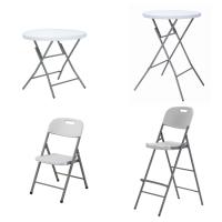 China Mail Packing Portable Round Plastic Metal Folding Dining Table for Modern Design Style for sale