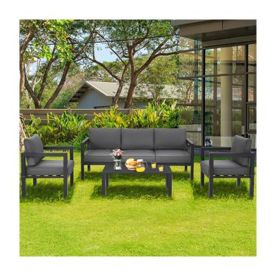 China AJUNION 4 Piece Patio Furniture Seating Set Aluminum Outdoor for Modern Design Style for sale