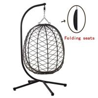 China Outdoor Patio Courtyard Garden Weave Pe Rattan Rope Folding Hanging Egg Swing Chair with Cushion for sale