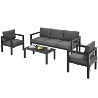 China AJUNION 4 Piece Patio Furniture Seating Set Aluminum Outdoor for Modern Design Style for sale