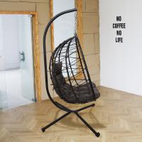 China Outdoor Patio Courtyard Garden Weave Pe Rattan Rope Folding Hanging Egg Swing Chair with Cushion for sale