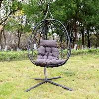 China Outdoor Patio Courtyard Garden Weave Pe Rattan Rope Folding Hanging Egg Swing Chair with Cushion for sale