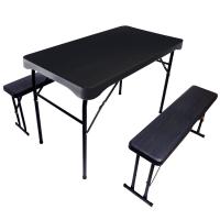 China Outdoor Furniture Plastic Metal Folding Picnic Dining Table Chair Bench Set for Garden for sale