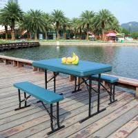 China Outdoor Furniture Plastic Metal Folding Picnic Dining Table Chair Bench Set for Garden for sale