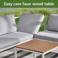 China Outdoor Furniture L Shape Sectional Sofa Plastic Teak Wood Corner Lounge Set for Deck for sale