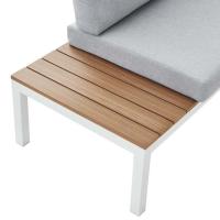 China Outdoor Furniture L Shape Sectional Sofa Plastic Teak Wood Corner Lounge Set for Deck for sale