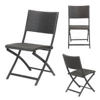 China Outdoor Banquet Events Folding PE Rattan Wicker Dining Coffee Chair with Custom Logo for sale