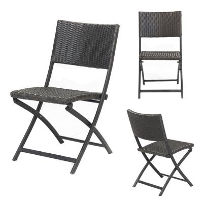 China Outdoor Banquet Events Folding PE Rattan Wicker Dining Coffee Chair with Custom Logo for sale