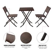 China Outdoor Banquet Events Folding PE Rattan Wicker Dining Coffee Chair with Custom Logo for sale