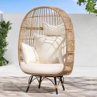 China Outdoor Iron Frame Wicker Rattan Round Bird Nest Swing Egg Chair for Courtyard Garden for sale